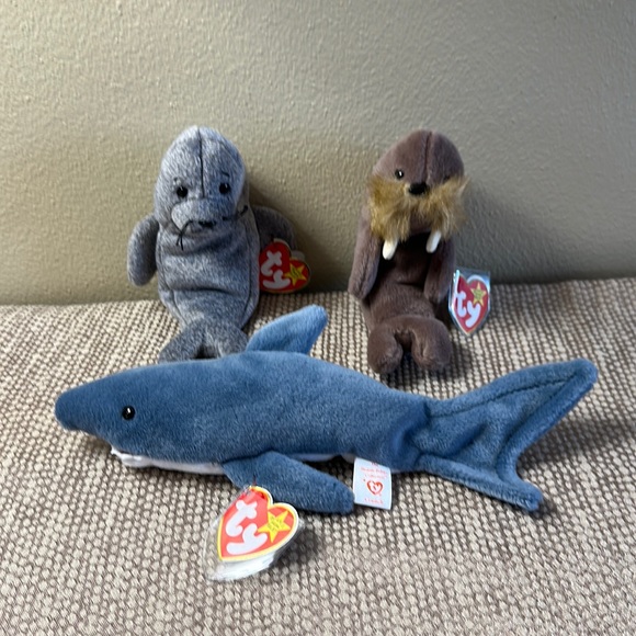 Ty | Toys | Vintage Ty Beanie Babies Crunch Slippery And Jolly | Poshmark